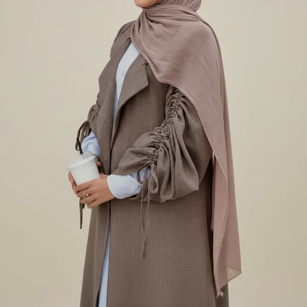 Grace Ruched Abaya Coat - Try Modest Limited – Try Modest Limited